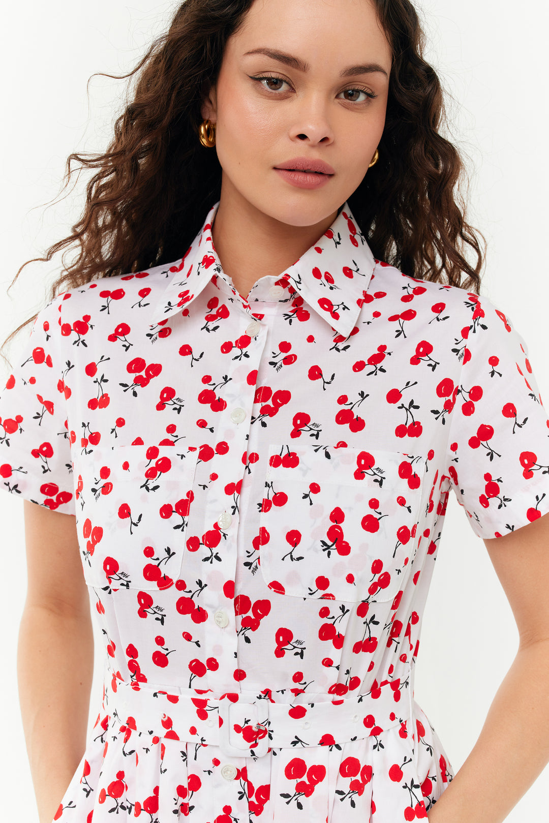 Kristin Cotton Button Down Dress - Red Cherry – HVN