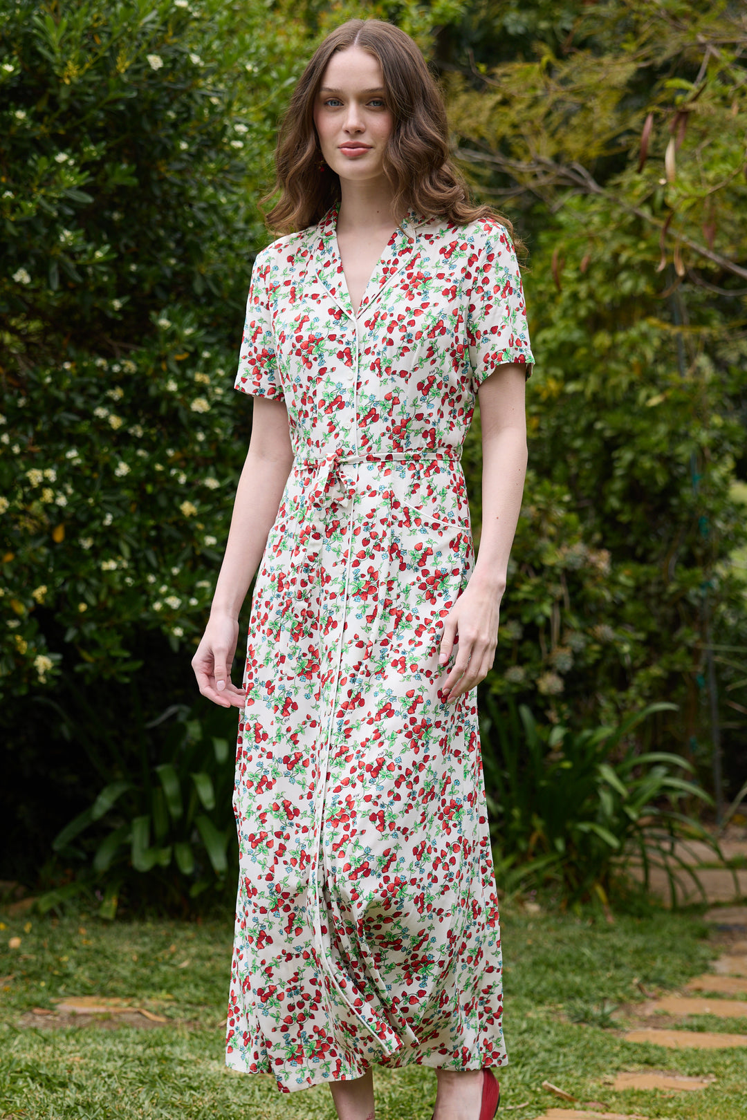Long Maria Dress - Strawberry Vine – HVN