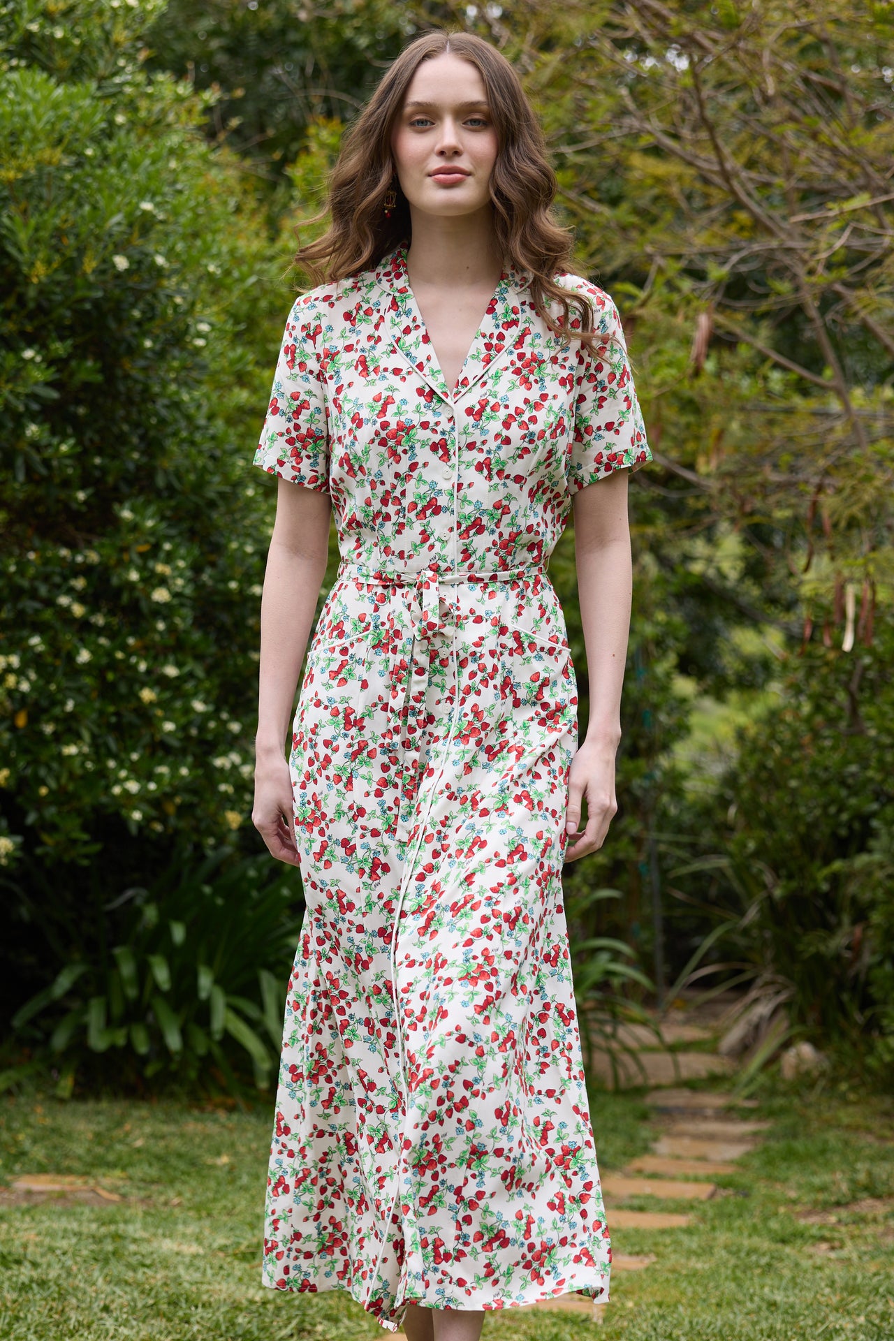 Long Maria Dress - Strawberry Vine – HVN