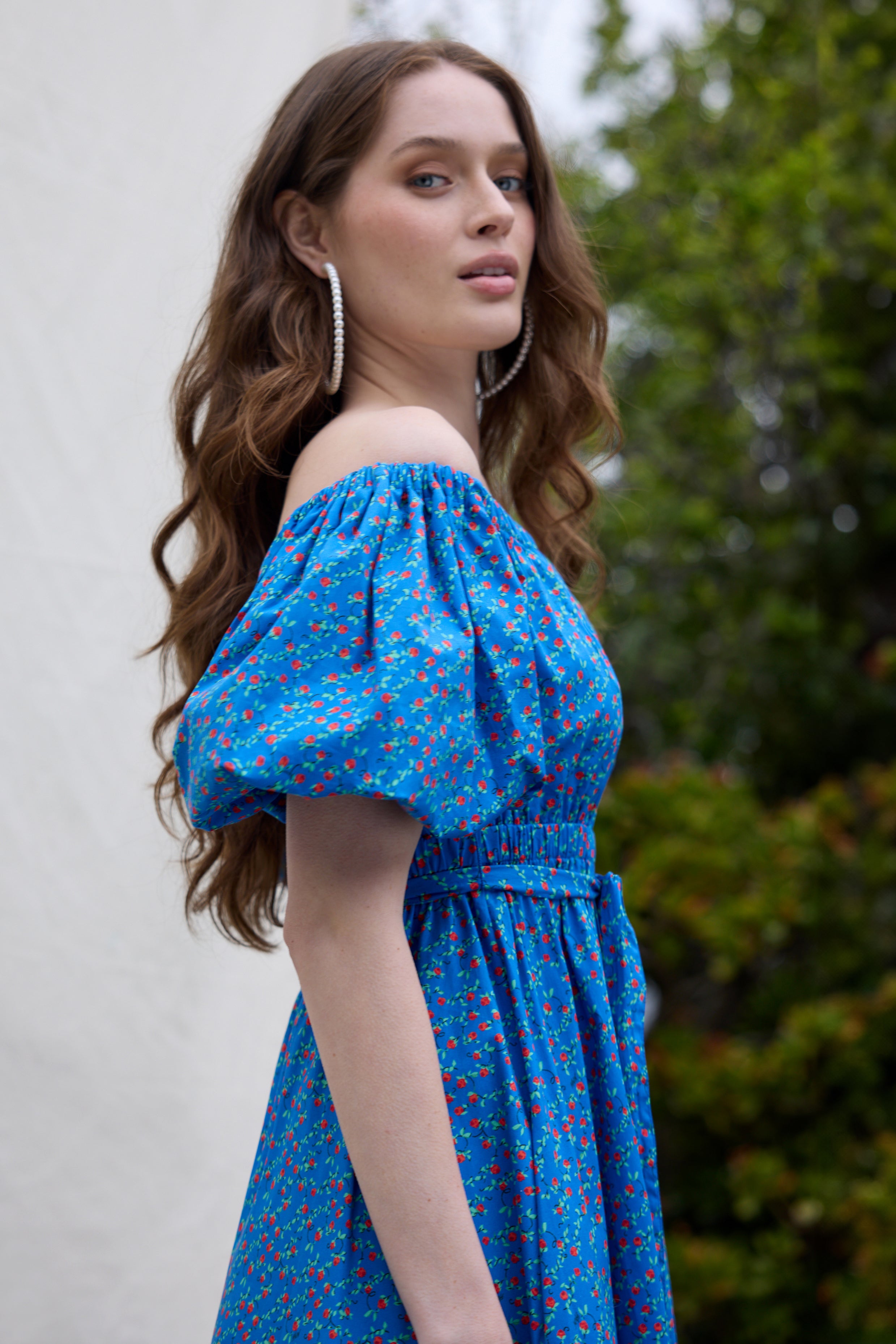 Madison Off the Shoulder Dress - Blue Rosebud – HVN
