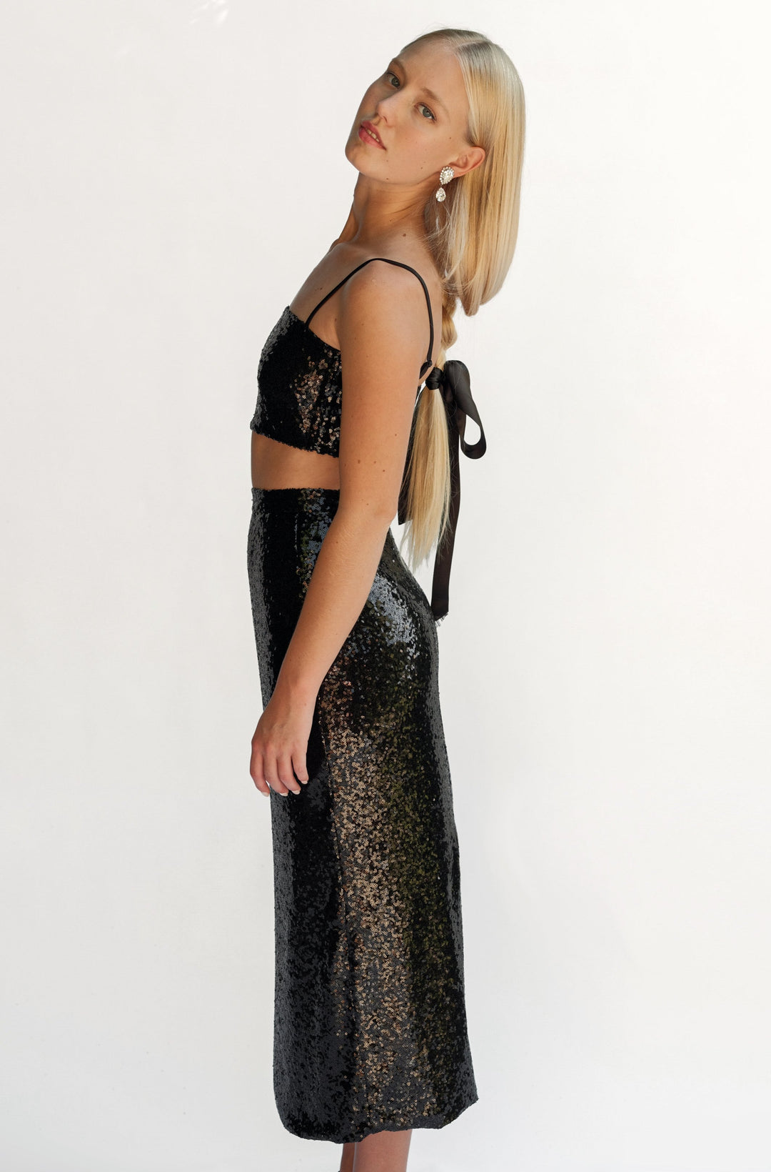Affie Sequin Skirt Set - Black Sequin – HVN